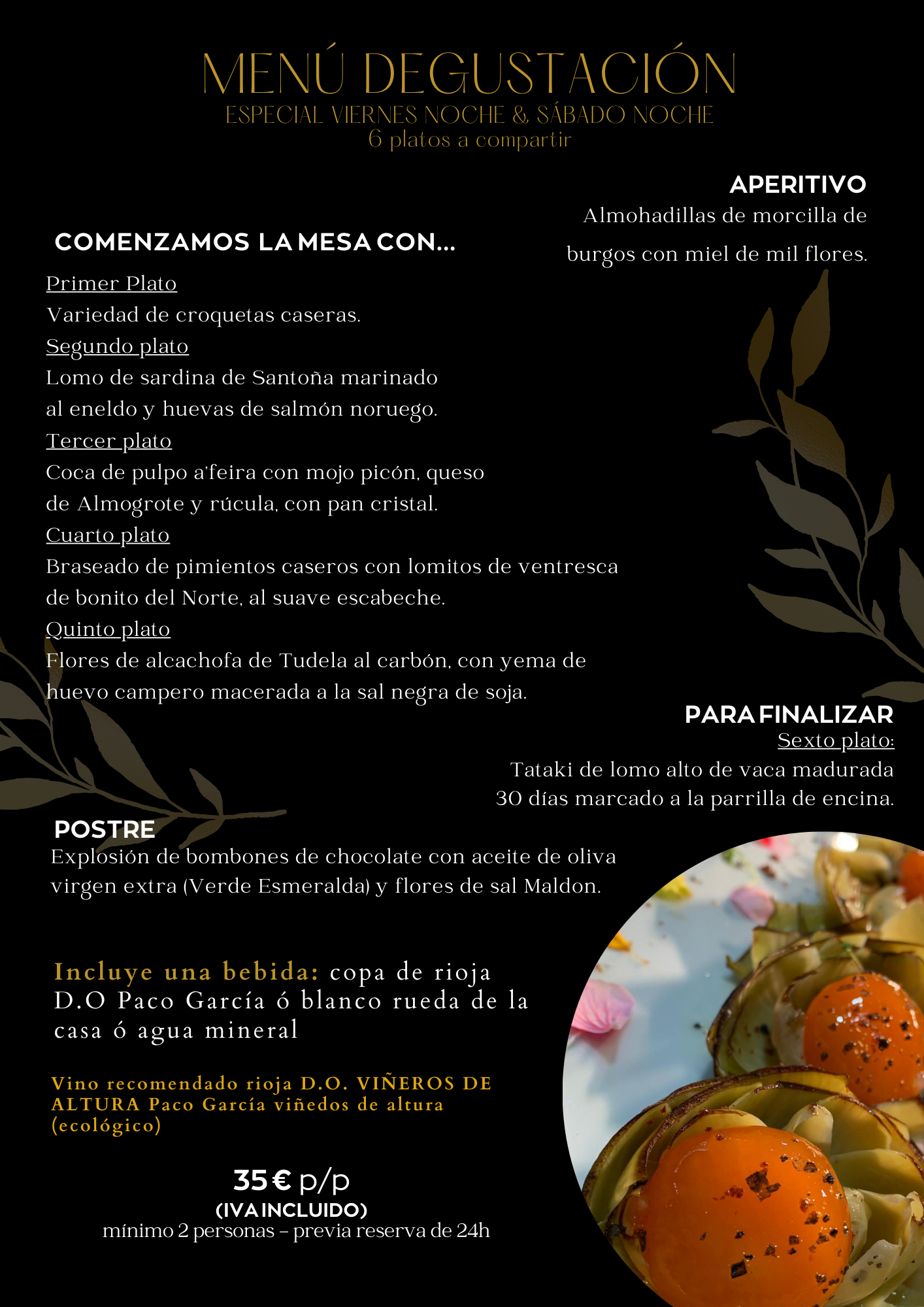 Menú Degustación - Restaurante Fuentelabrada